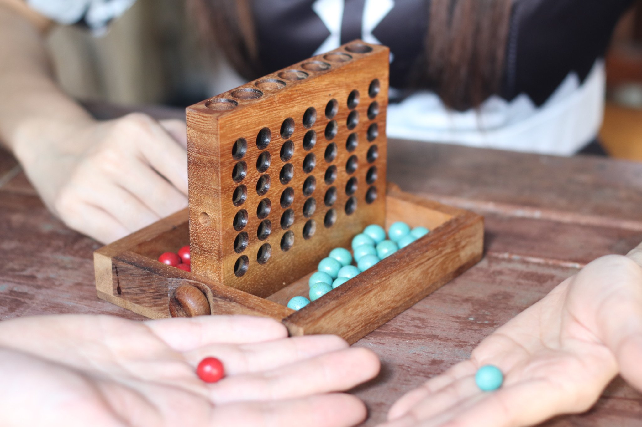 Wooden Connect 4 Travel Game: 4 In A Row Premium Strategy Game