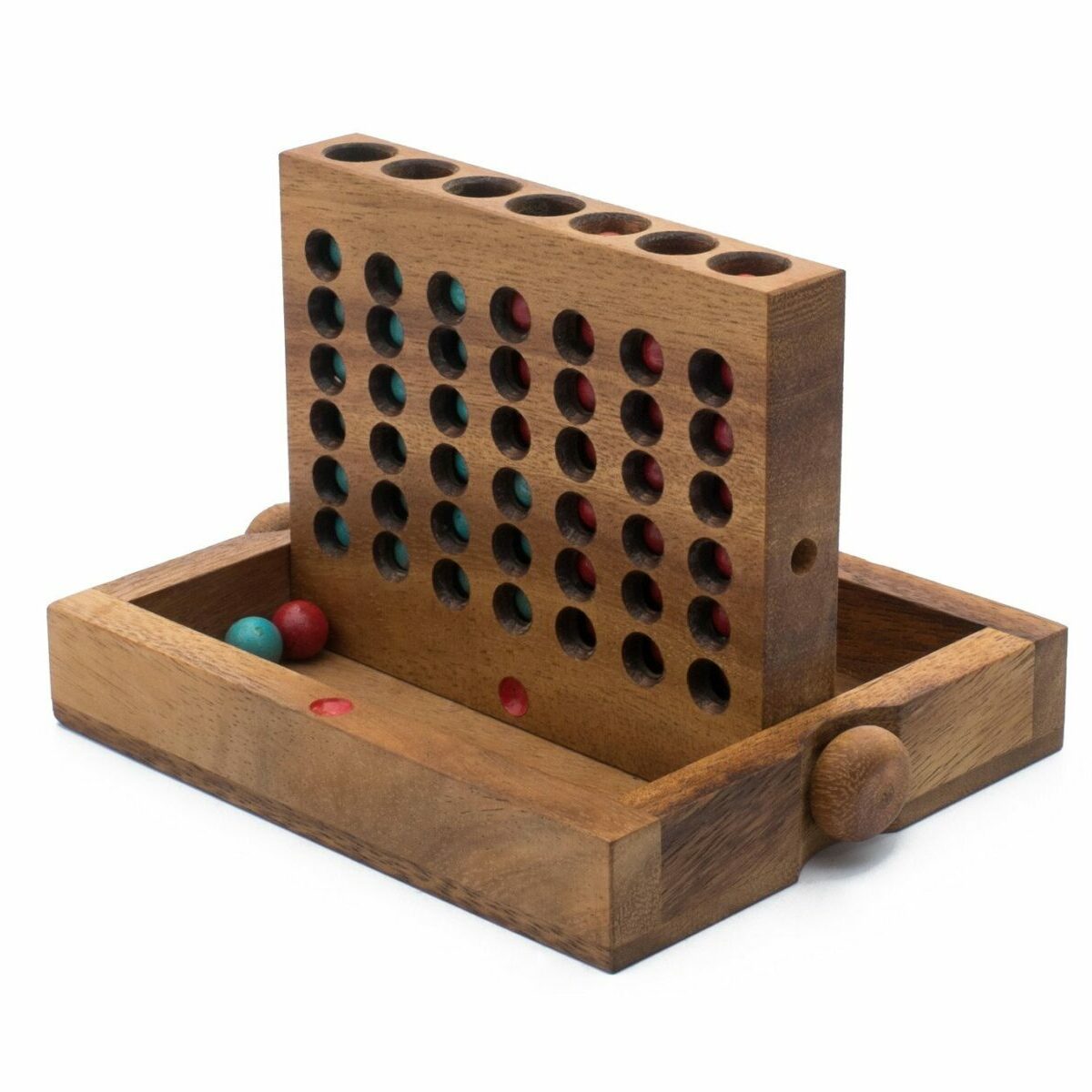 Wooden Connect 4 Travel Game: 4 In A Row Premium Strategy Game