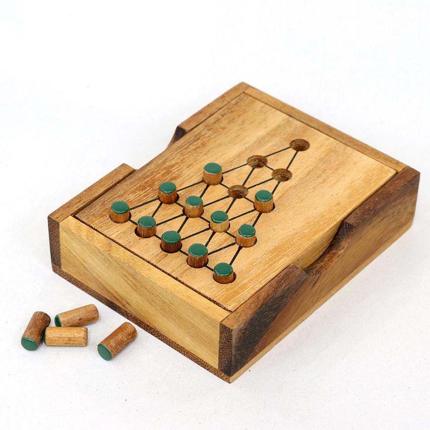 Wooden Solitaire: Triangle Peg Solitaire Game | SiamMandalay