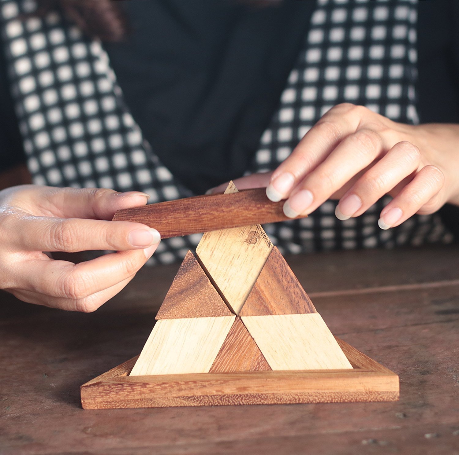 Wooden Pyramid Puzzle - Assembly Triangle Puzzle | Free Shipping