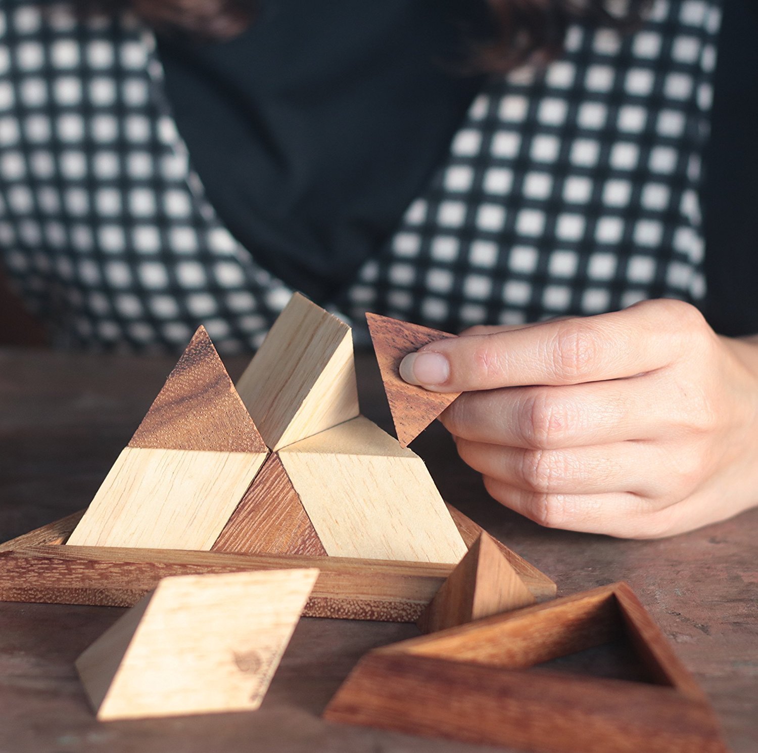 Wooden Pyramid Puzzle - Assembly Triangle Puzzle | Free Shipping
