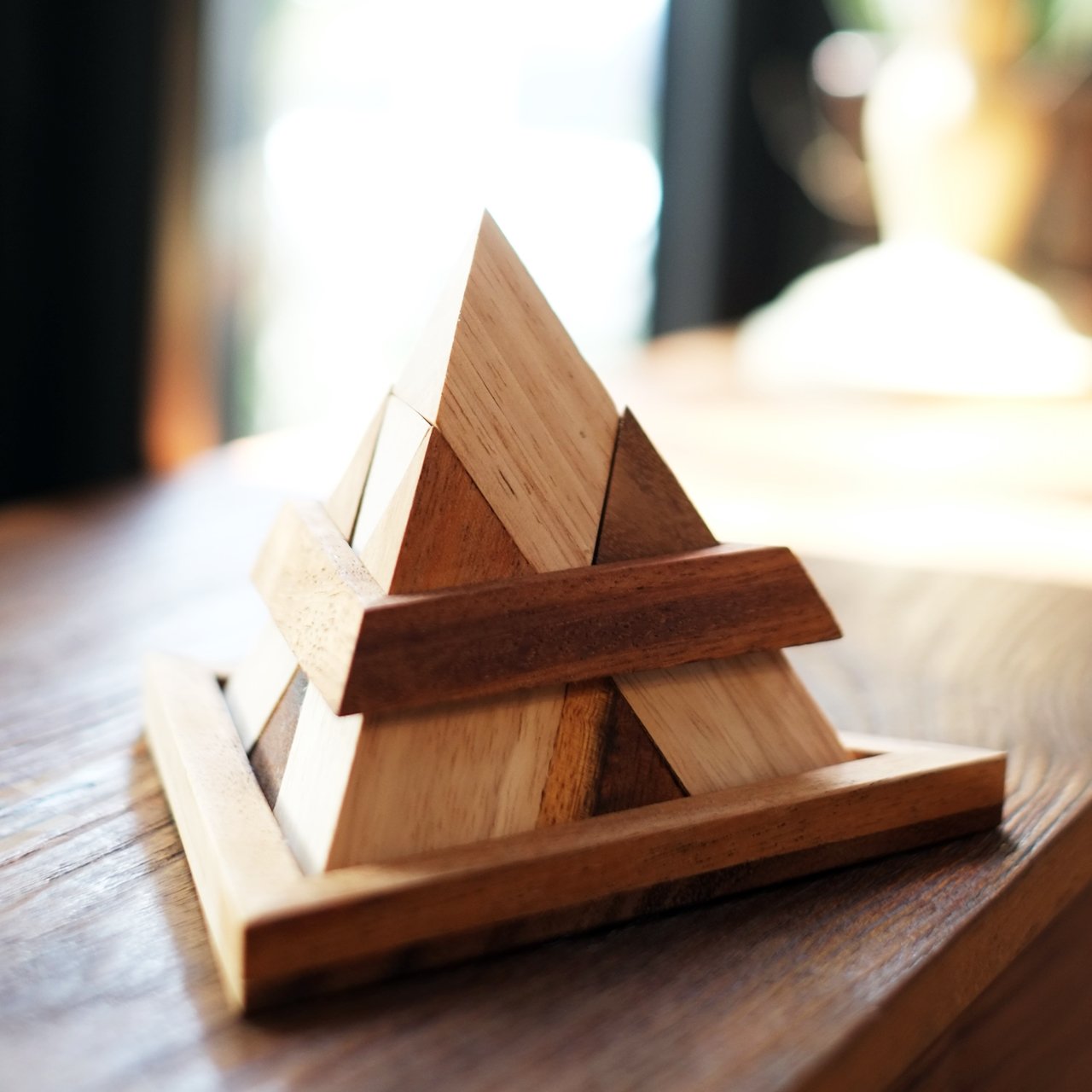 Wooden Pyramid Puzzle - Assembly Triangle Puzzle | Free Shipping