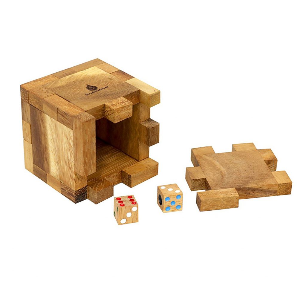 Houdini's Challenge Interlocking Box Puzzle with Dice