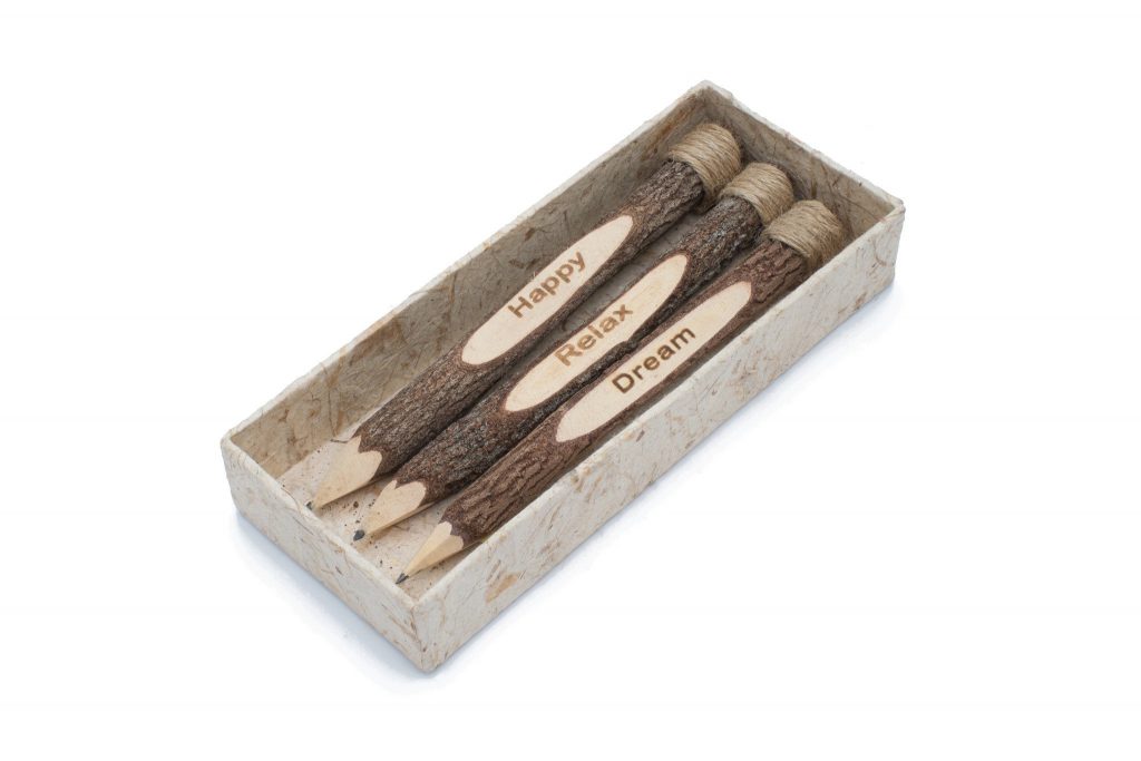 Twig Branch Pencils Set of 3 with Happy, Relax & Dream Engraved