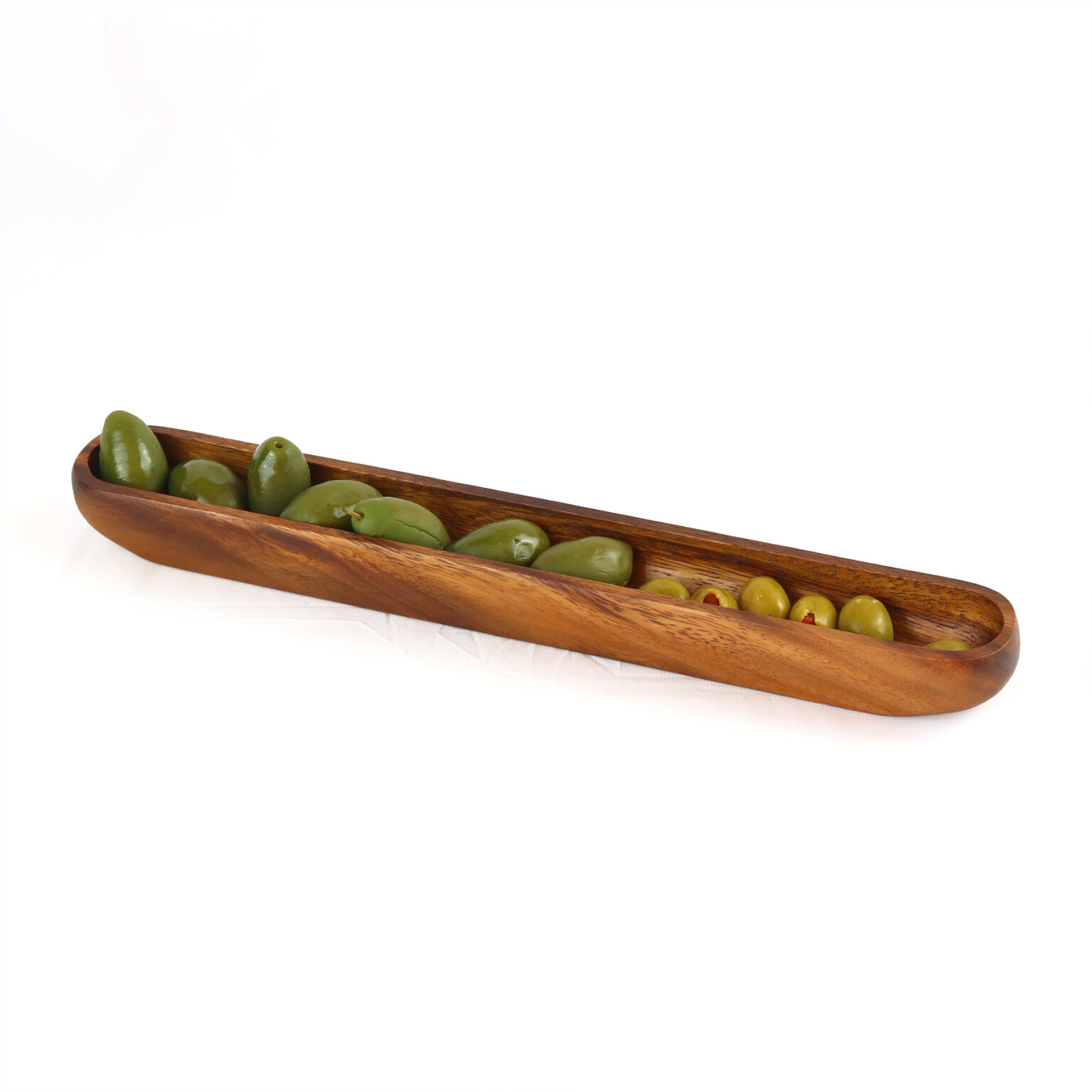 Wooden Olive Tray Handmade Acacia Wood Olive Plate Long Canoe Boat ...