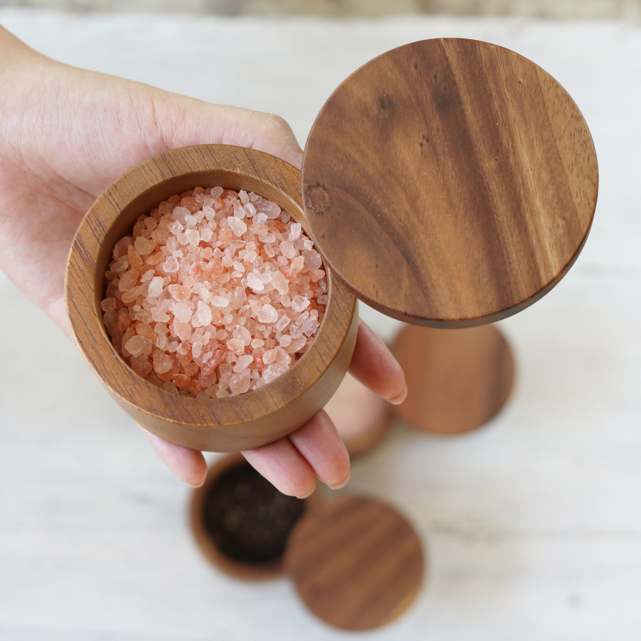 Wooden Salt Box or Storage Container with Swivel Lid